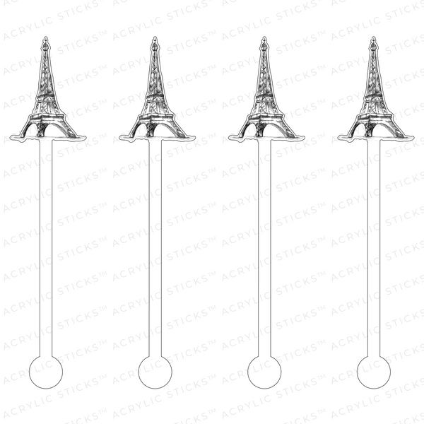 EIFFEL TOWER SKETCH ACRYLIC STIR STICKS – XO ACRYLICS | ACRYLIC STICKS