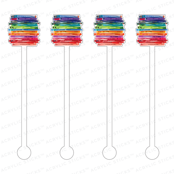 COLORFUL STACK OF BOOKS ACRYLIC STIR STICKS – XO ACRYLICS | ACRYLIC STICKS