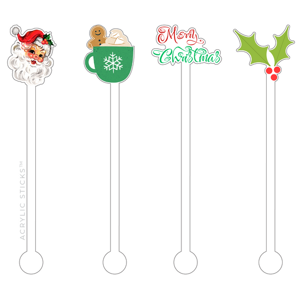 CLASSIC MERRY CHRISTMAS ACRYLIC STIR STICKS COMBO – XO ACRYLICS ...